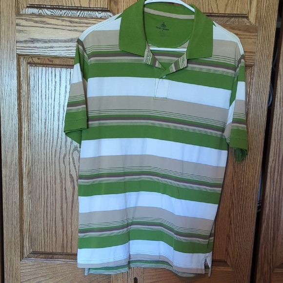 Foot Locker | Shirts | Mens Striped Polo Shirt In Green And Tan | Poshmark
